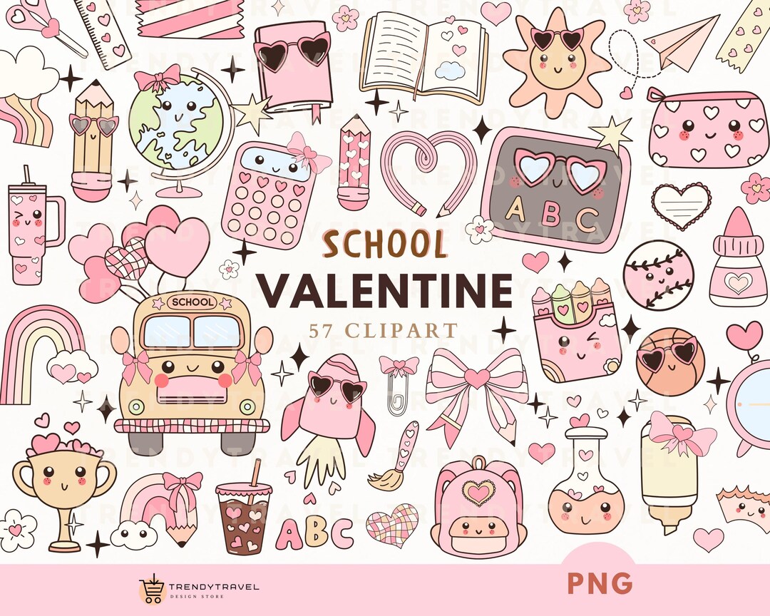 Groovy School Valentine Clipart Pink Valentines Png Teacher Valentine ...