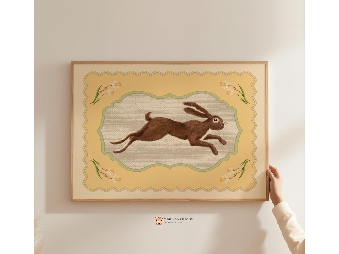 Folk Hare Poster, Folk Art Print, Easter Printable Wall Art, Easter ...