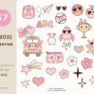 Groovy School Valentine Clipart Pink Valentines Png Teacher Valentine ...
