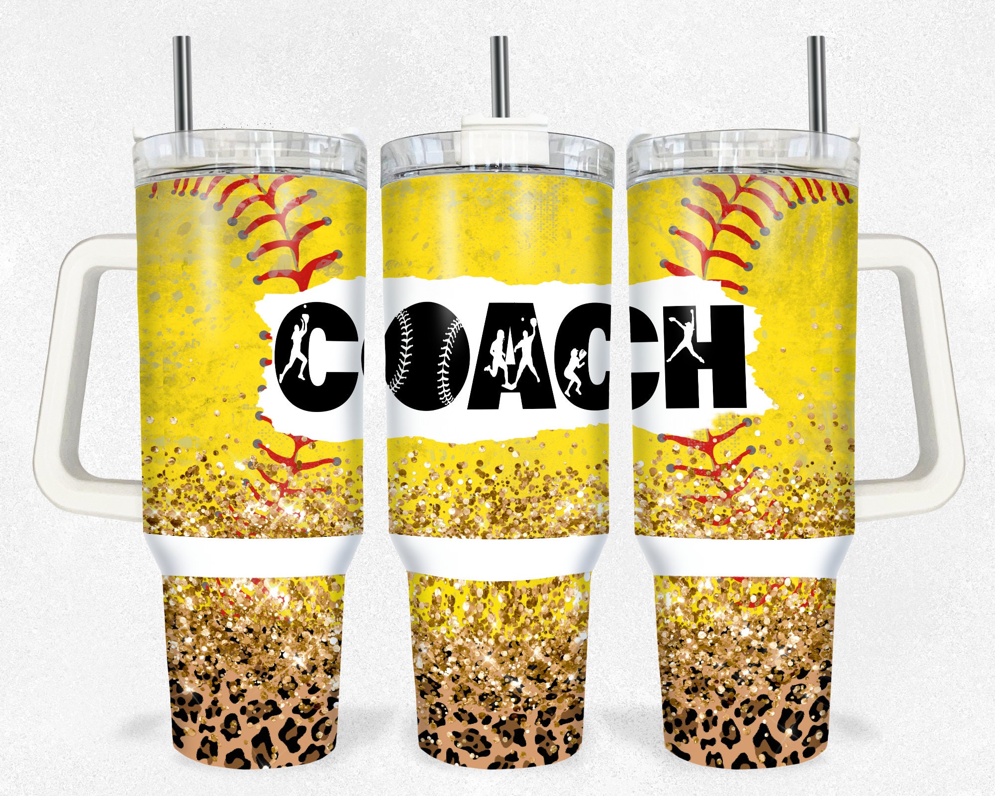 Softball Baseball Coach Cheetah Glitter 40 Oz 2 Piece Tumbler ...