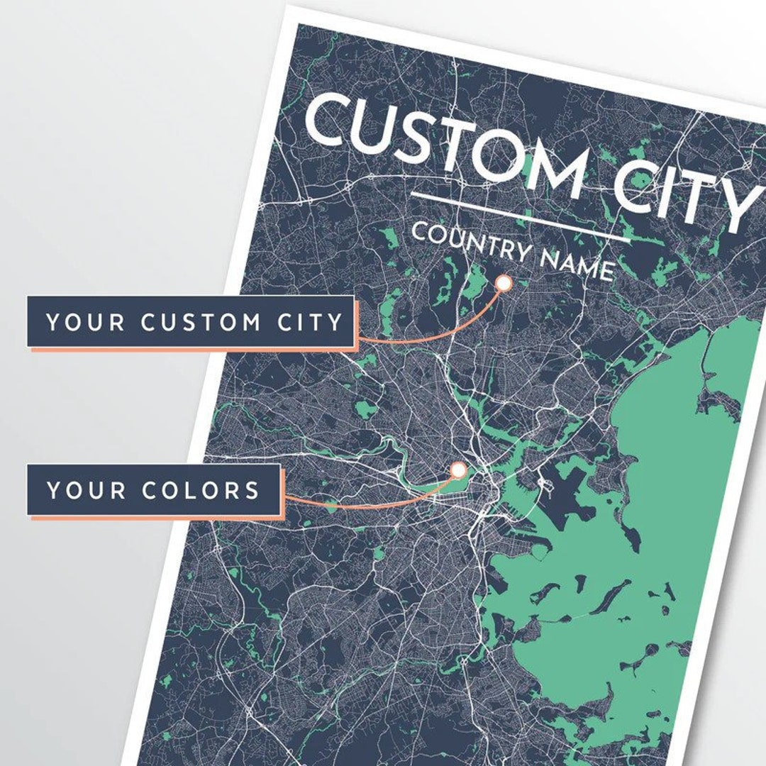 Custom Any City Map Design Canvas Poster - Etsy