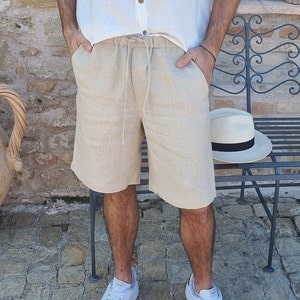 Men's Linen Shorts MIAMI - Boxer Shorts With Elastic Waist and ...