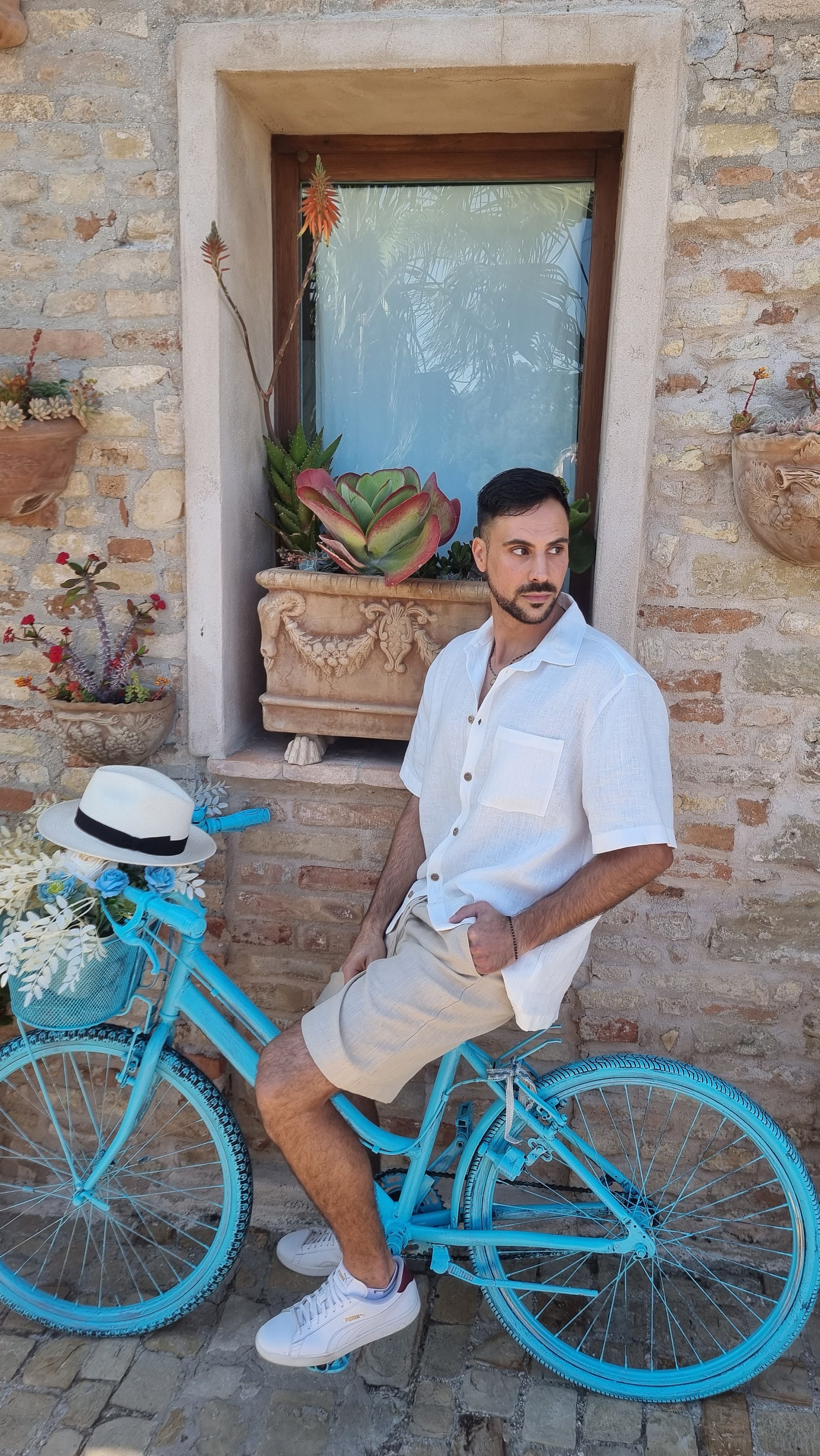 Men's Linen Shorts MIAMI - Boxer Shorts With Elastic Waist and ...