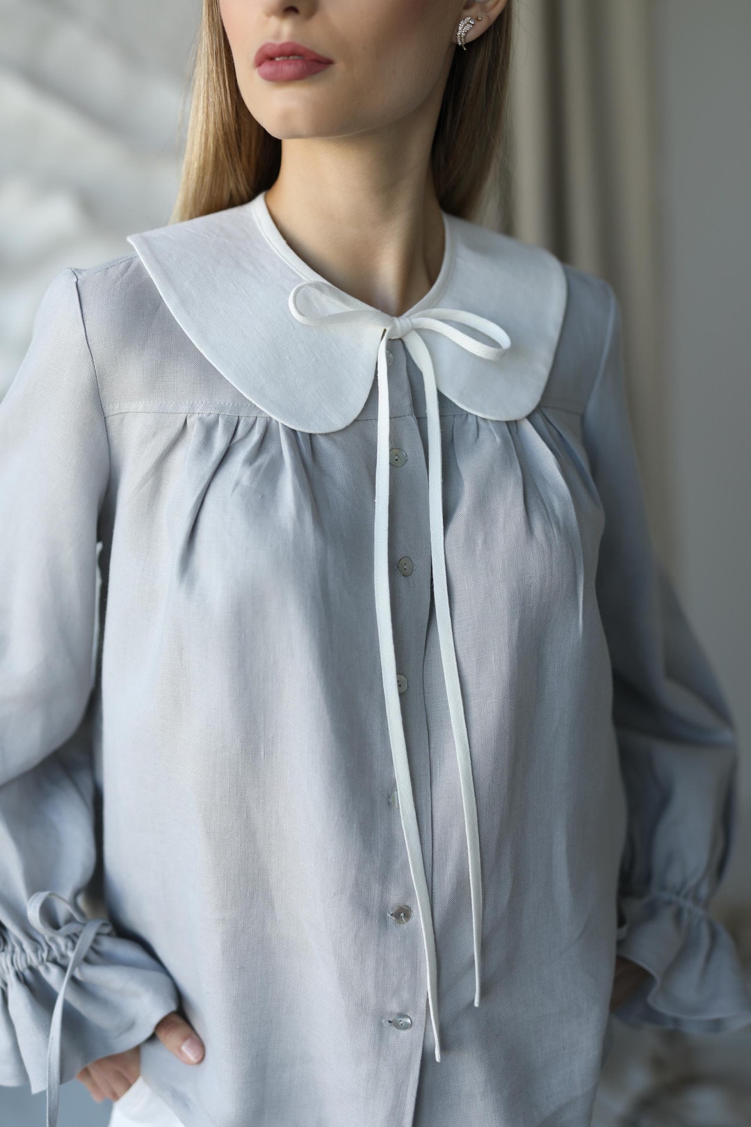 Detachable Linen Collar, White Peter Pan Collar, Vintage Women Collar ...