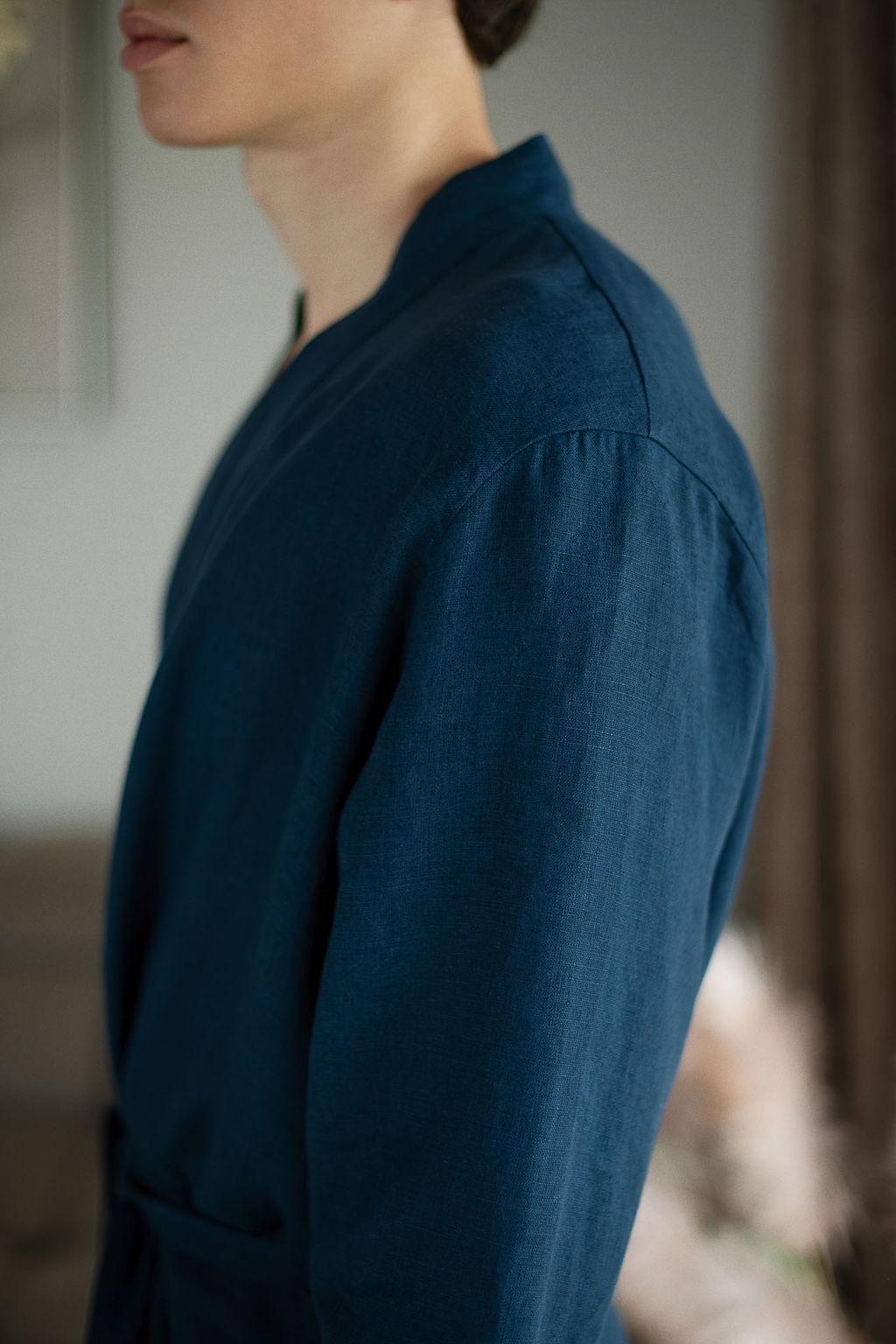 Men’s Linen Robe – Natural Bath Robe for Men, Lightweight, Soft Organic ...