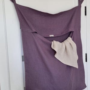 Large Linen Laundry Bag With Loops, Custom Colour Hanging Laundry ...