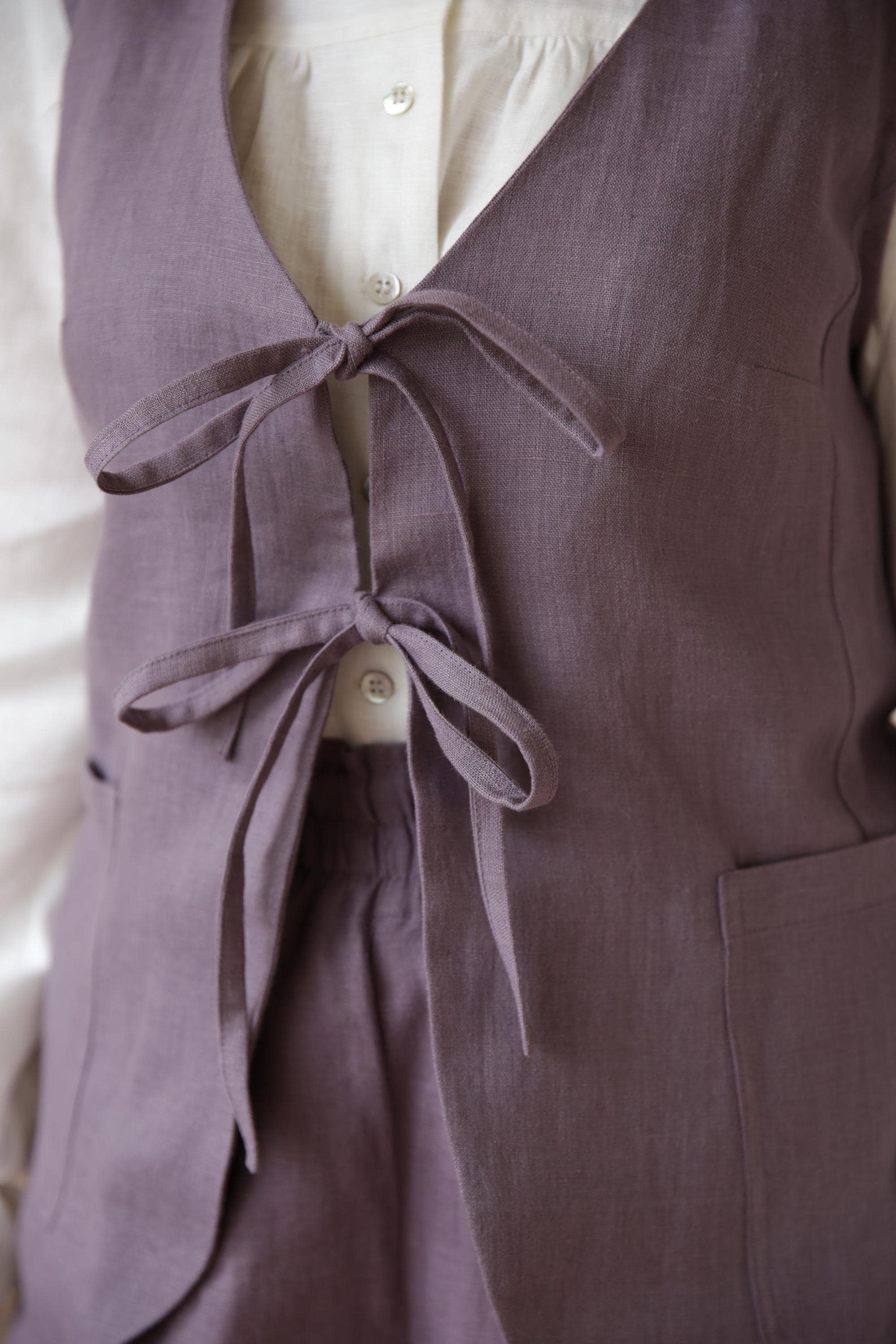 Linen Vest Charlotte Inspired by Retro Vintage Style in Levander Purple ...