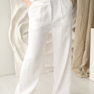 Linen Suit Cremona, White Linen Pantsuit for Women, White Pants Vest ...