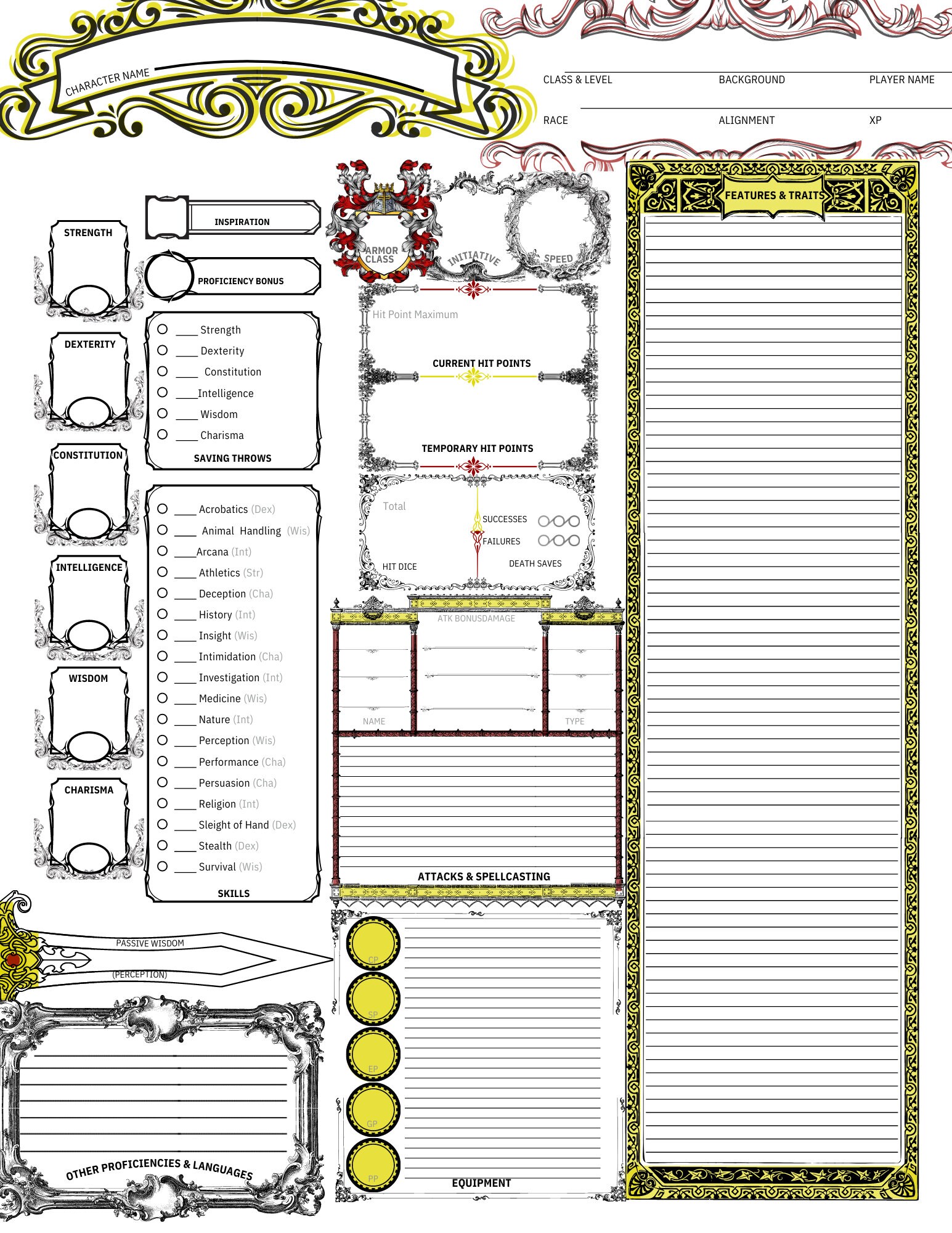 Minimal Looking Character Sheet - Etsy