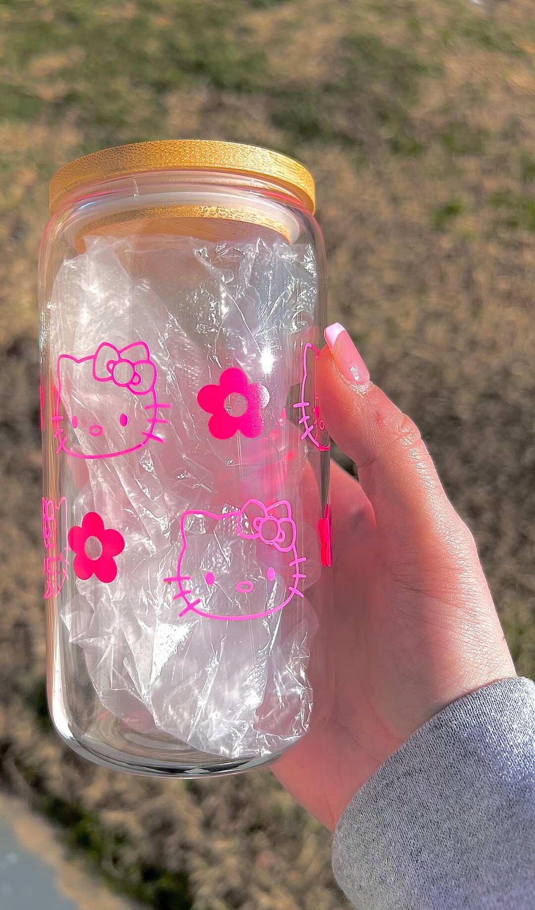 Hello Kitty 16 Oz Glass Can - Etsy