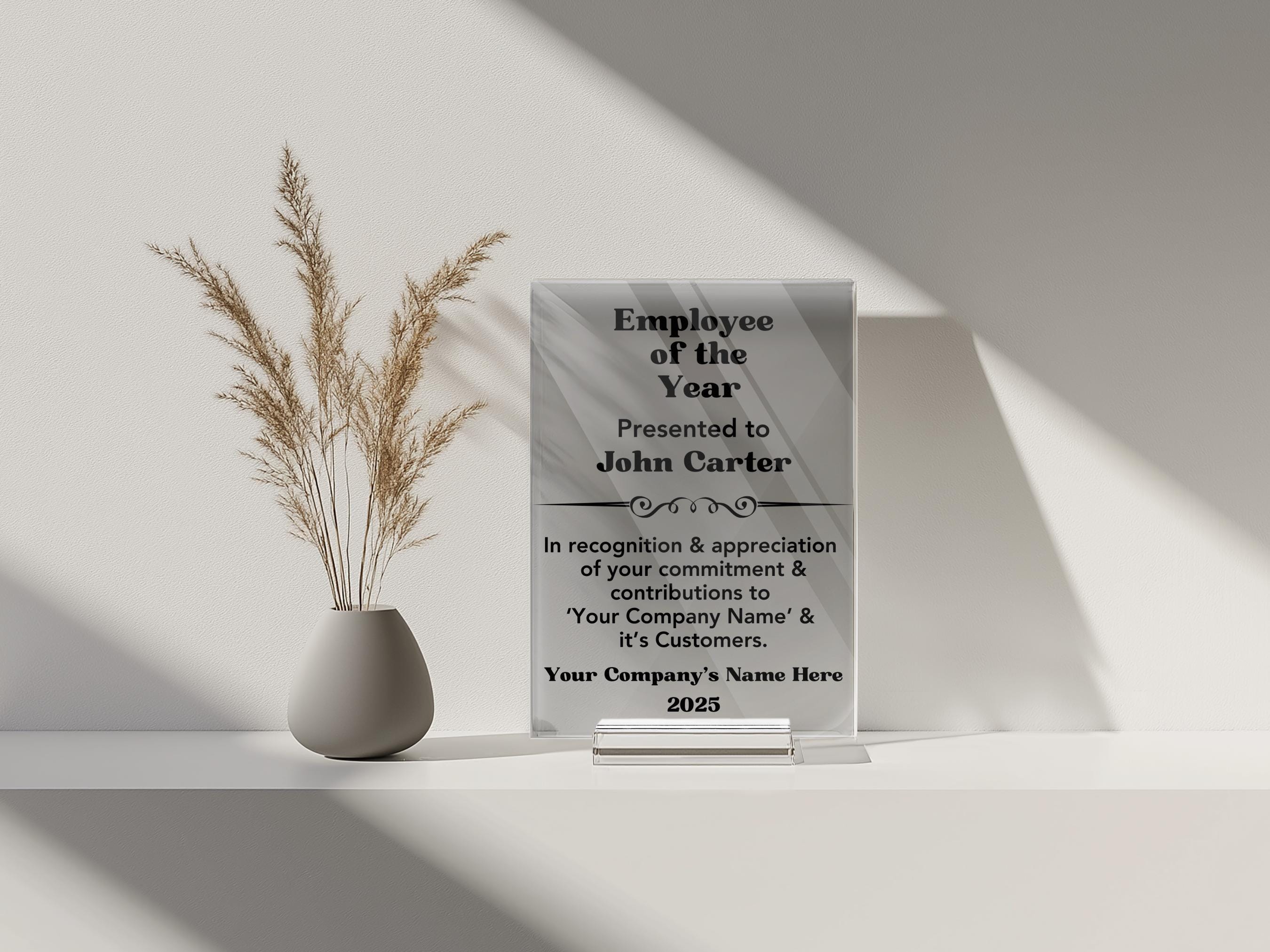 Personalised Employee Appreciation Plaque With Stand, Employee ...