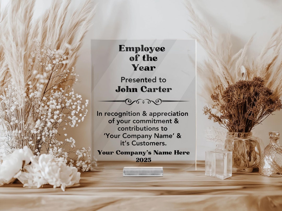 Personalised Employee Appreciation Plaque With Stand, Employee ...