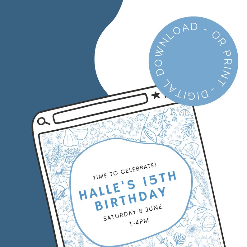 Editable Invitation Digital Invitation Blue Invitation - Etsy