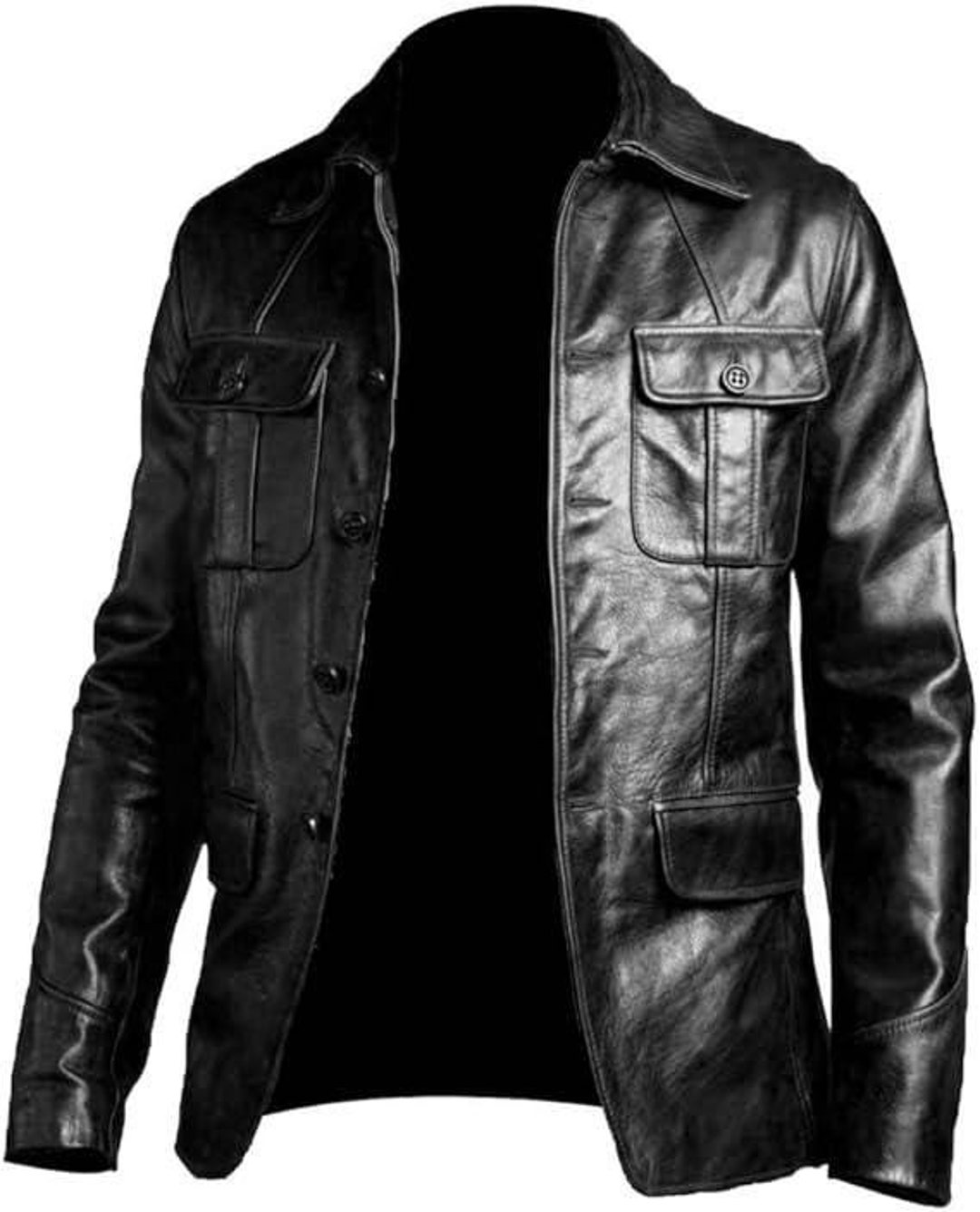 Men's Handmade Leather Jacket | Vintage Four Pockets Genuine Leather ...