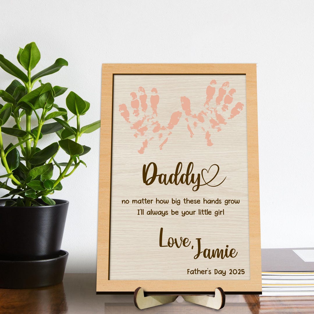 Father's Day Hand Print Wooden Sign, Father's Day Gift, Hand Print ...