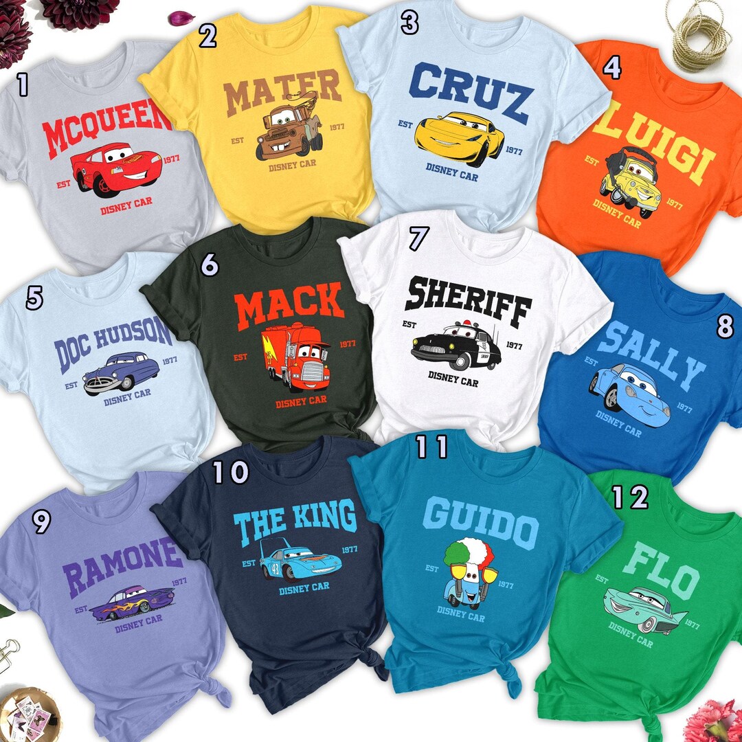Custom Cars Movie Character Est Matching T-shirt, Lightning Mcqueen ...