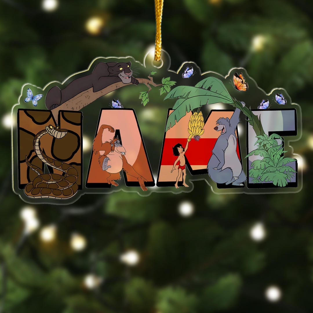 Personalized Jungle Family Christmas Ornament, Jungle Animal and Boy ...
