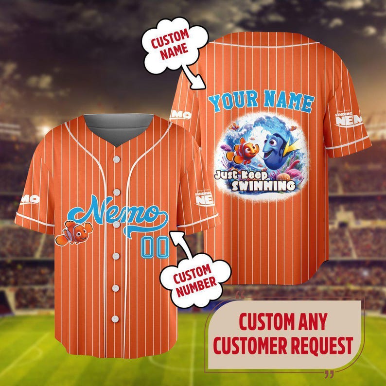 Personalize Disney Finding Nemo Baseball Jersey, Custom Nemo and Dory ...