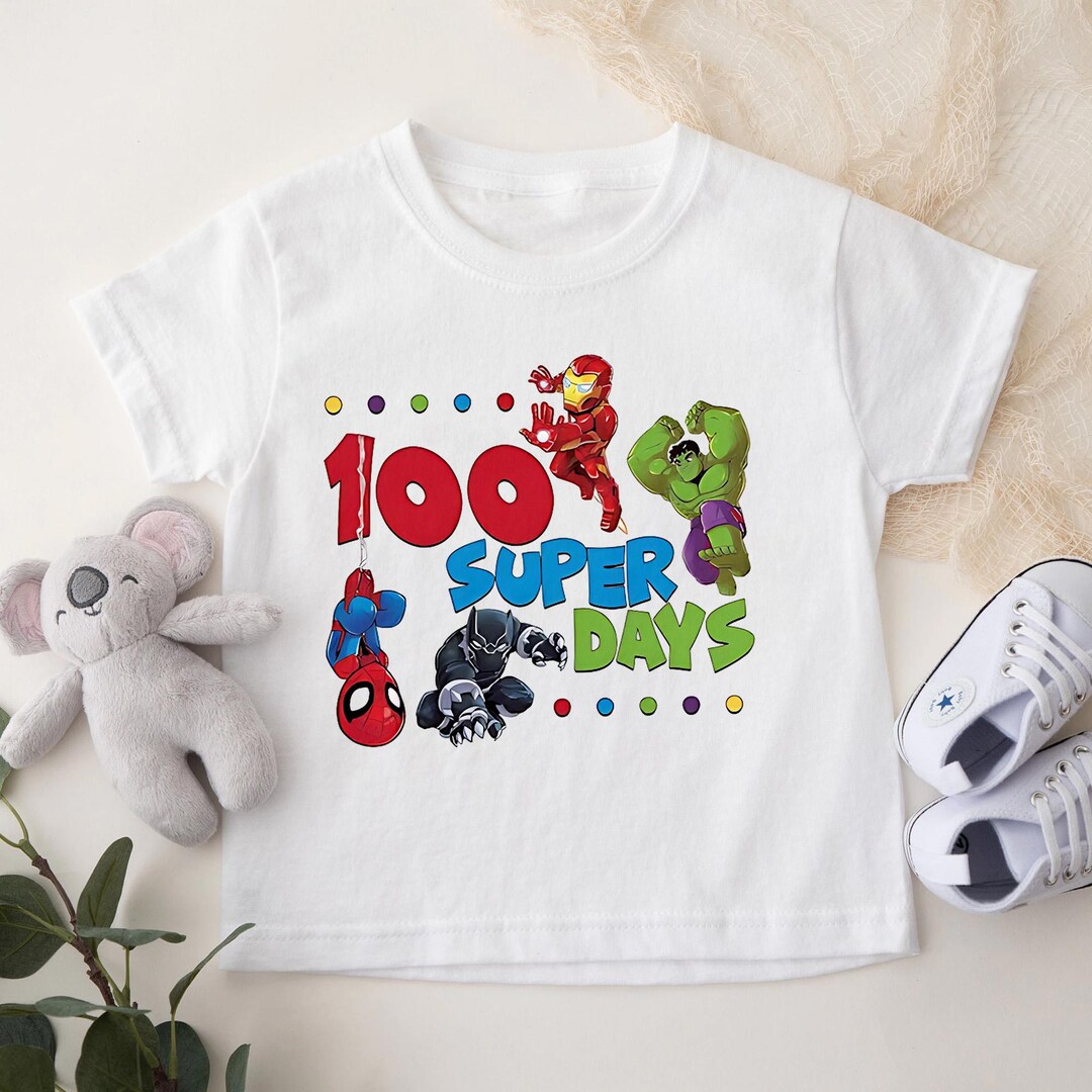 Funny 100 Super Days Shirt, Superhero 100 Days of School T-shirt ...