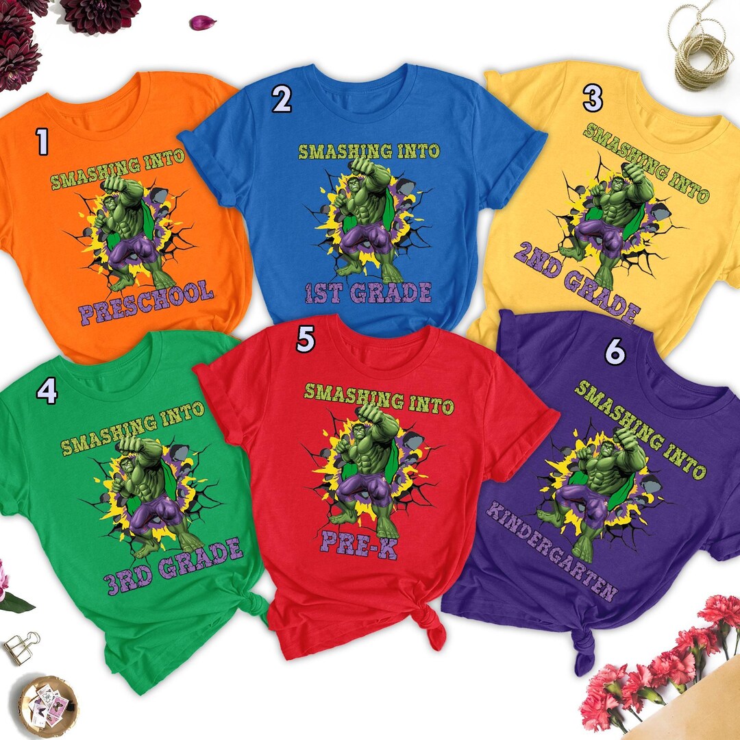 Custom Hulk Back to School Superhero Shirt, First Day of School Kid ...