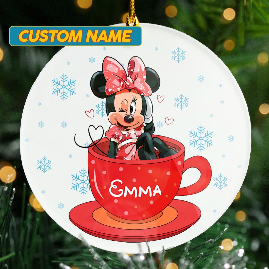 Personalized Mouse Tea Cup Christmas Ornament, Cute Mouse Girl Xmas ...