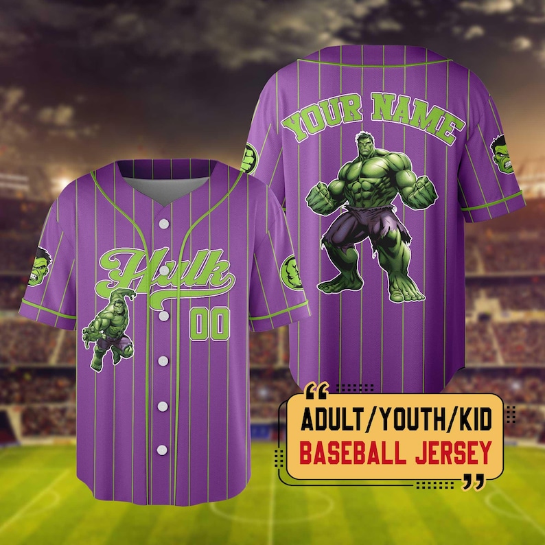Personalized Hulk Baseball Jersey, Custom Marvel Hulk Baseball Jersey ...