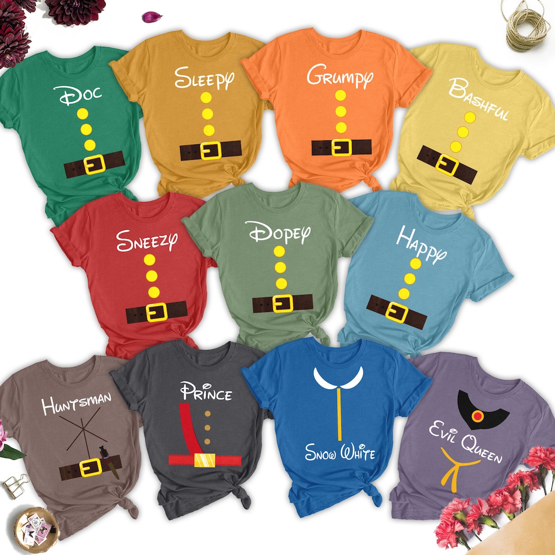 Seven Dwarfs Inspired Costume Shirts, 7 Dwarfs Cosplay Matching Shirt ...