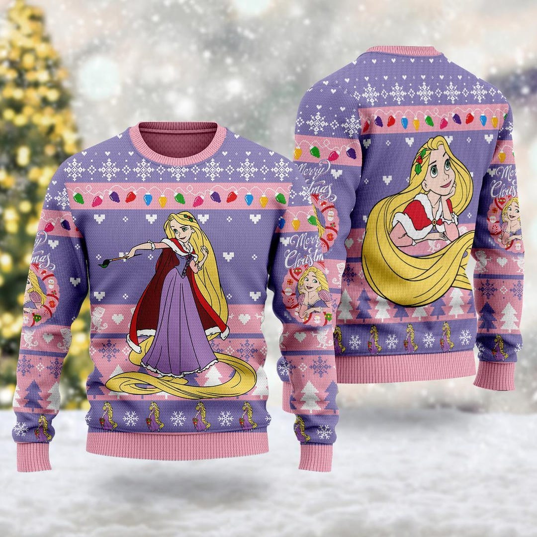 Cute Rapunzel Princess Ugly Christmas Sweater, Tangled Movie Xmas ...