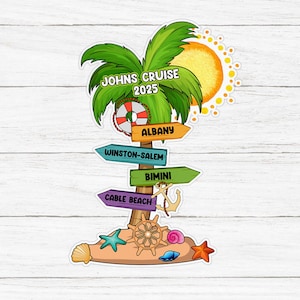 Custom Cruise Door Magnets Sign Tropical Direction Magnet, Personalized ...