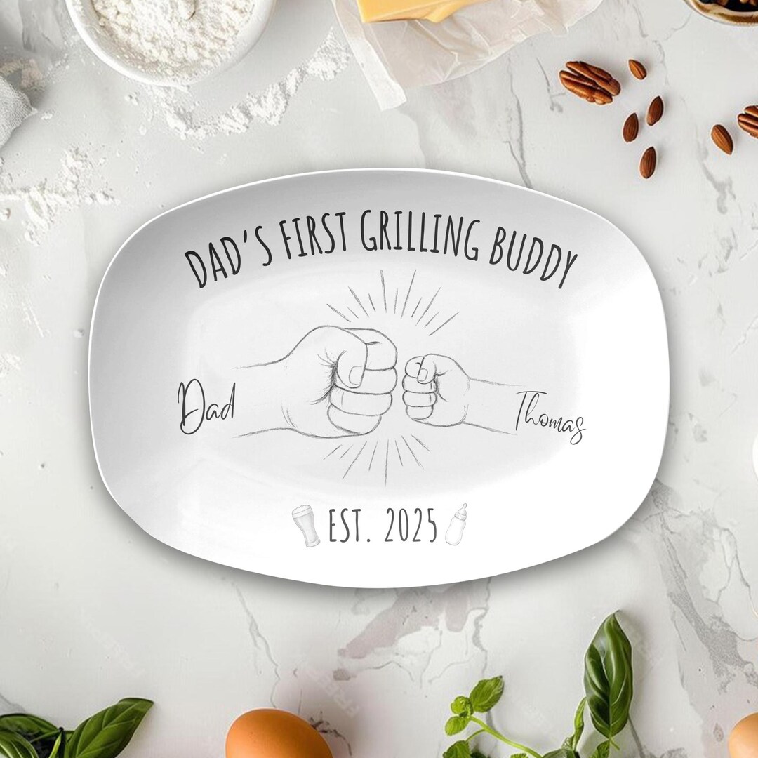 Custom Dad Kid Fist Bump With Name Platter, Personalized Papa First ...