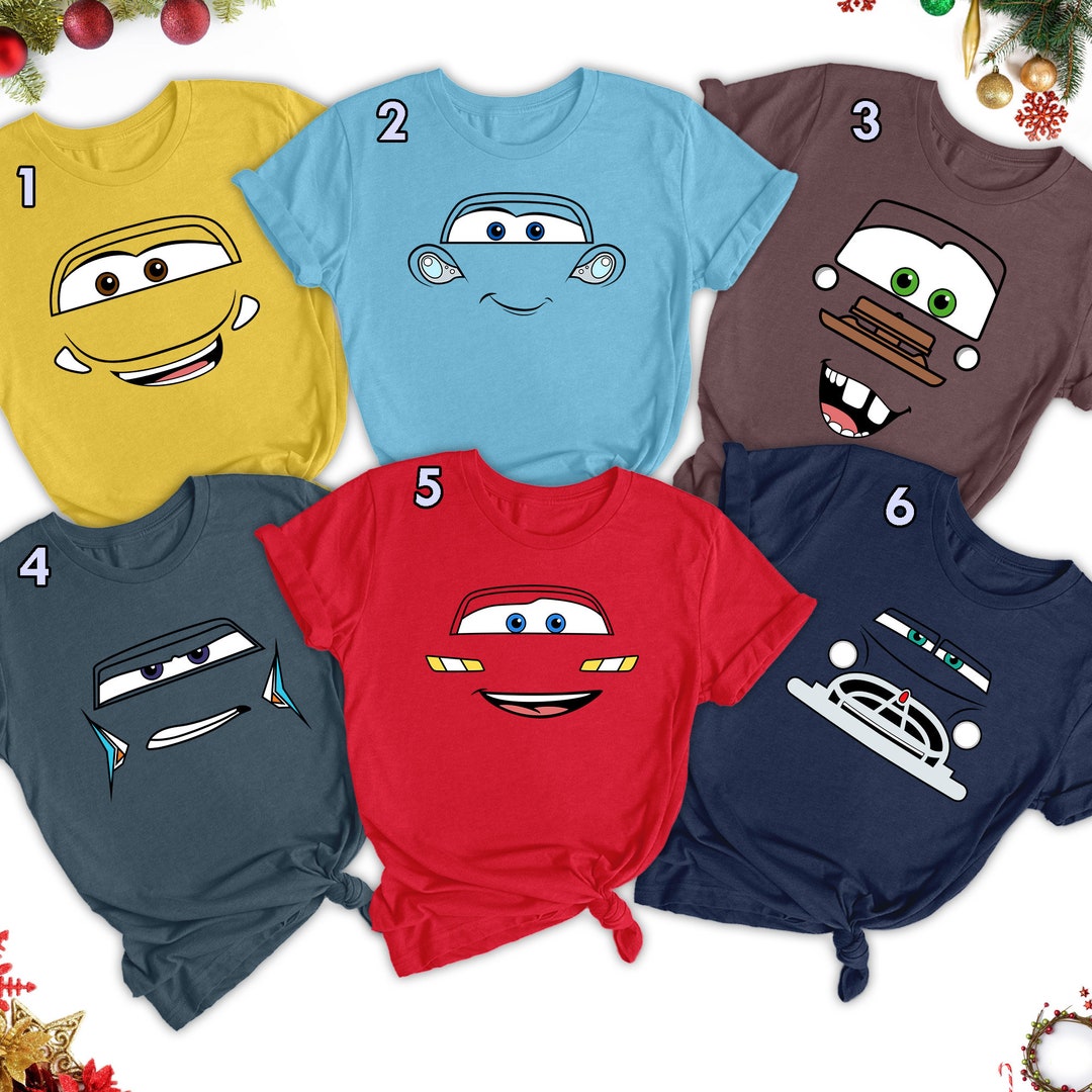 Funny Cars Face Outline Family Matching Shirt, Cars Pixars Group Shirt ...