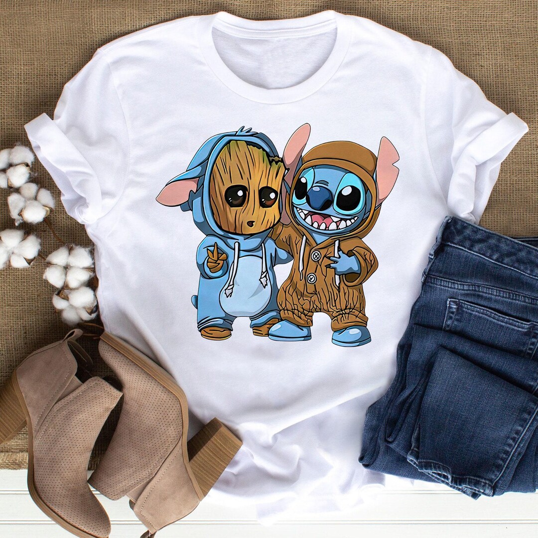 DN Stitch and Groot Friends T-shirt, Stitch Movie Shirt, Cute Stitch ...