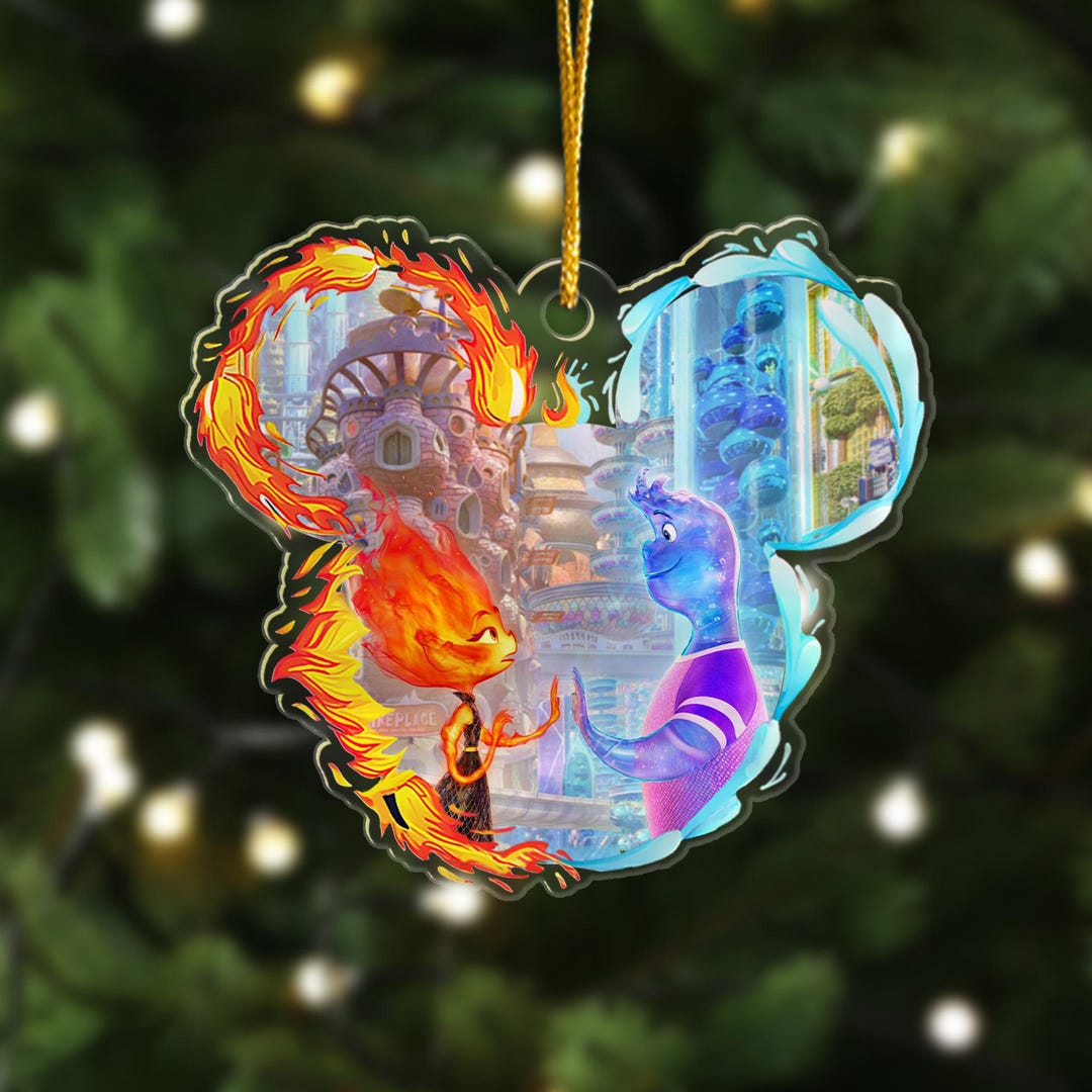 Personalized Ice and Fire Christmas Ornament, Elemental Mouse Ear ...