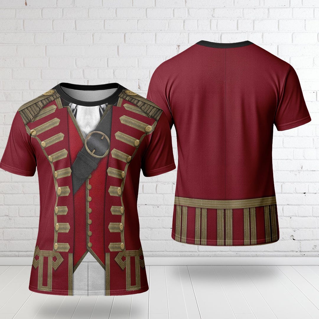 Red Captain Suit Costume 3D Shirt, Captain Pirate Magic Movie Halloween ...
