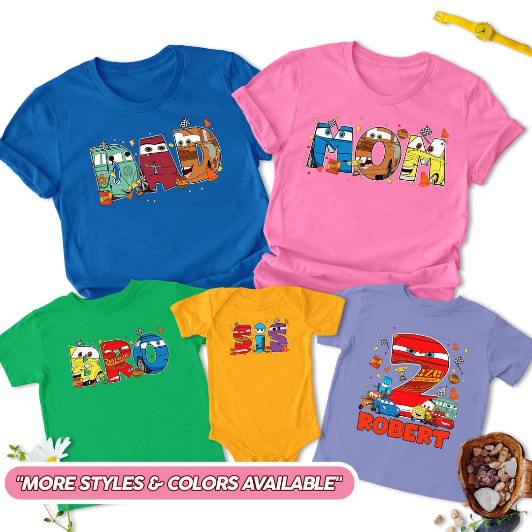 Personalized Pixar Cars Birthday Family Matching Shirt, Mcqueen Cars ...