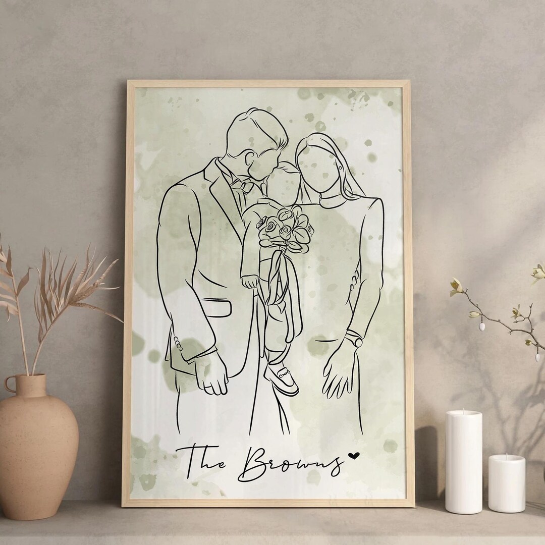 Custom Family Portrait Poster PNG, Custom Photo Line Drawing Art ...