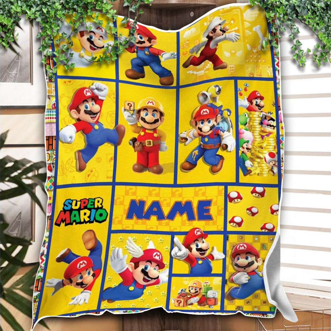 Personalized Super Red Plumber Series Plush Fleece Blanket, Custom Name ...
