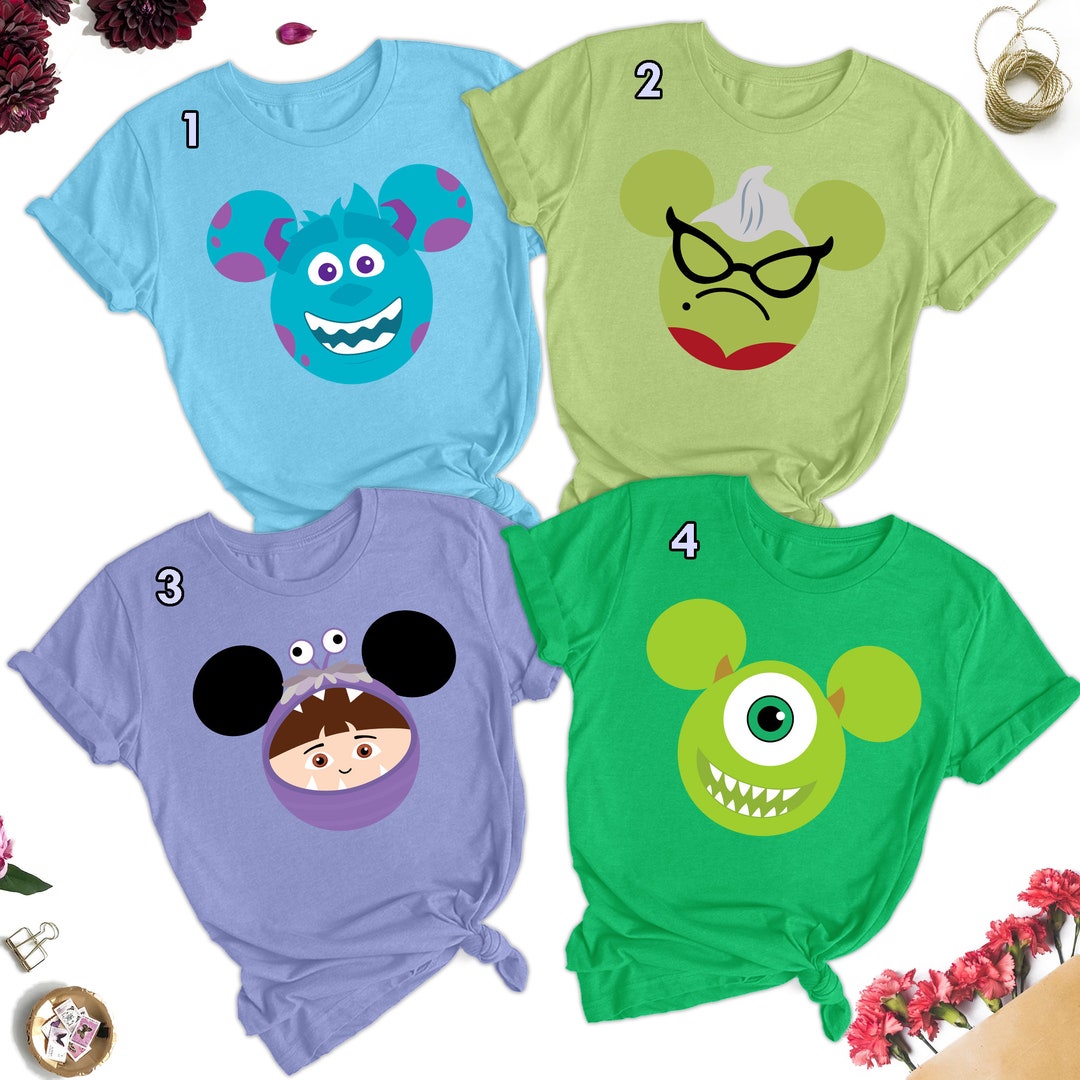 Monsters Inc Characters Matching Shirt, Monsters Costume Face Group ...