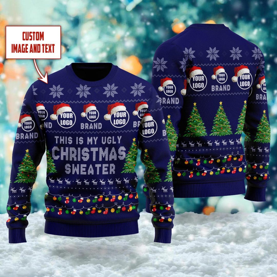 Custom Company Logo Ugly Christmas Sweater, Personalized Logo Team Xmas ...
