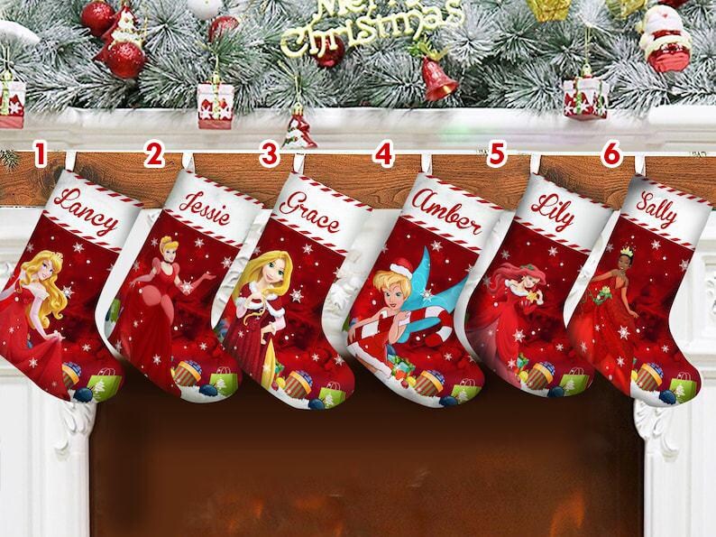 Beauty Princess Xmas Stocking, Aurora Cinderella Ariel Christmas ...