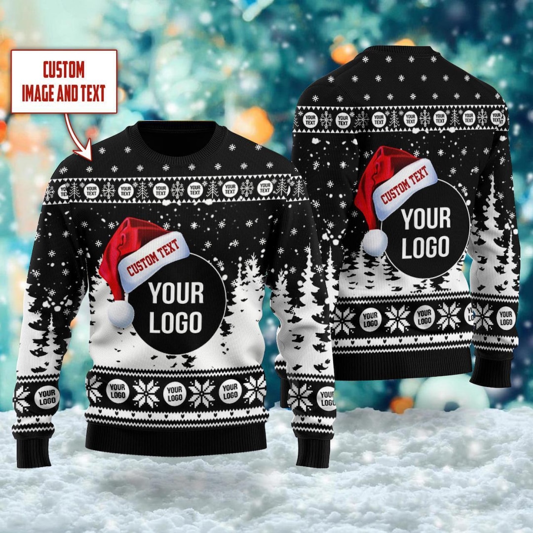 Custom Company Logo Ugly Christmas Sweater, Personalized Logo Xmas ...