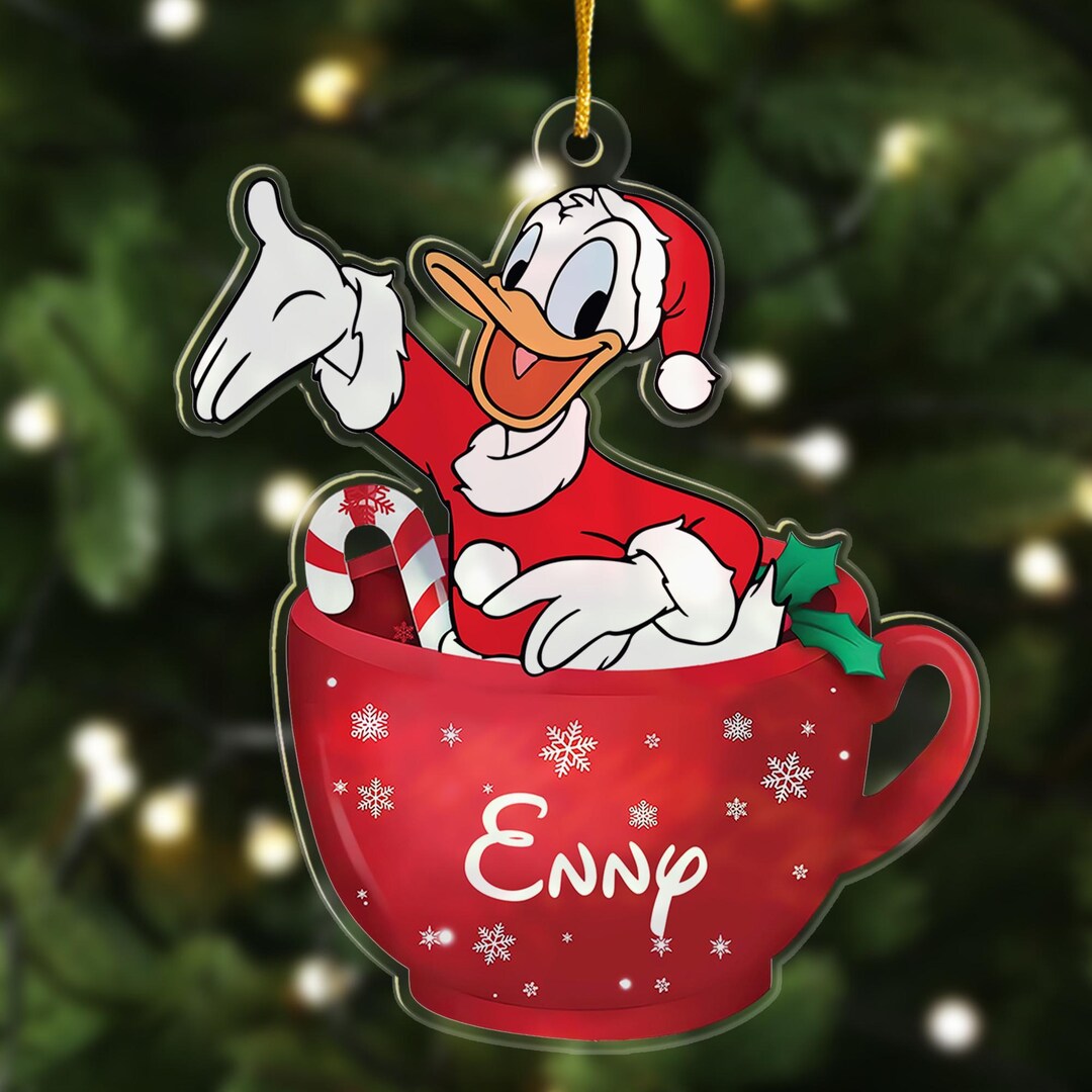 Personalized Donald Duck Tea Cup Christmas Ornament, Donald Duck 2024 ...