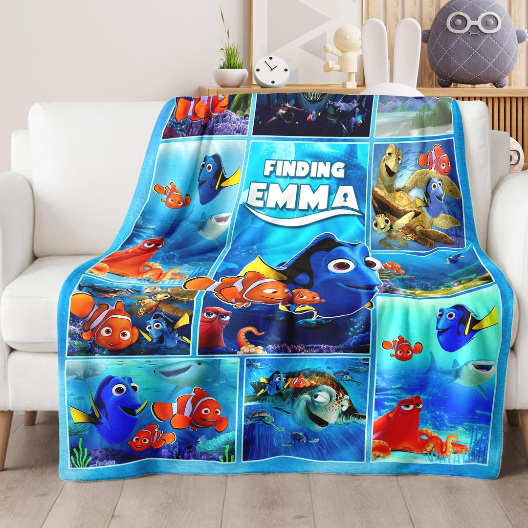 Personalized Finding Nemo Disney Blanket, Custom Name Finding Dory ...