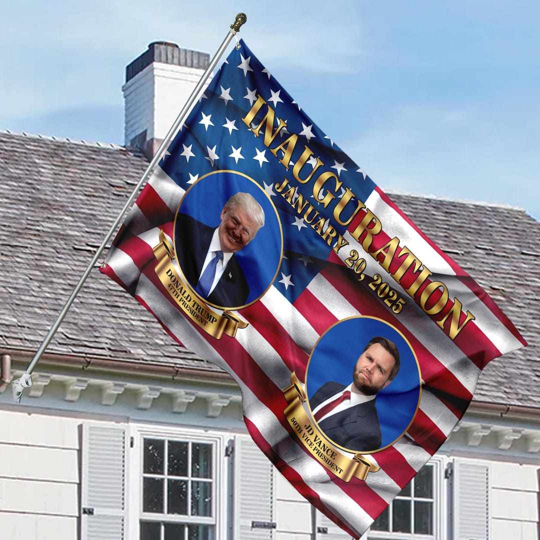 Trump 47th President House Flag, Donald Trump and JD Vance 2024 ...