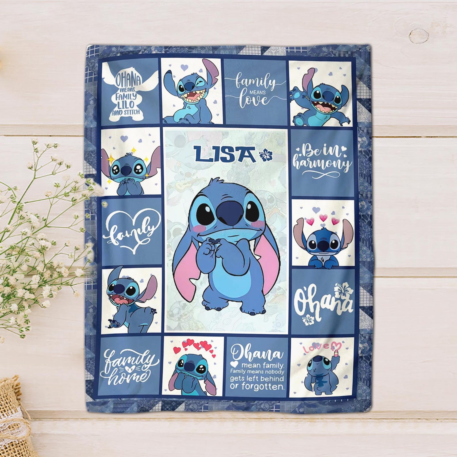 Personalized Name Stitch Blanket, Lilo and Stitch Blanket, Stitch ...