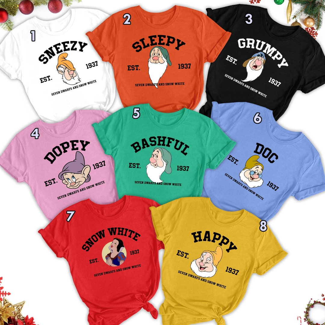 Seven Dwarfs Matching Cosplay Shirts, 7 Dwarfs Est Shirt, Snow White ...