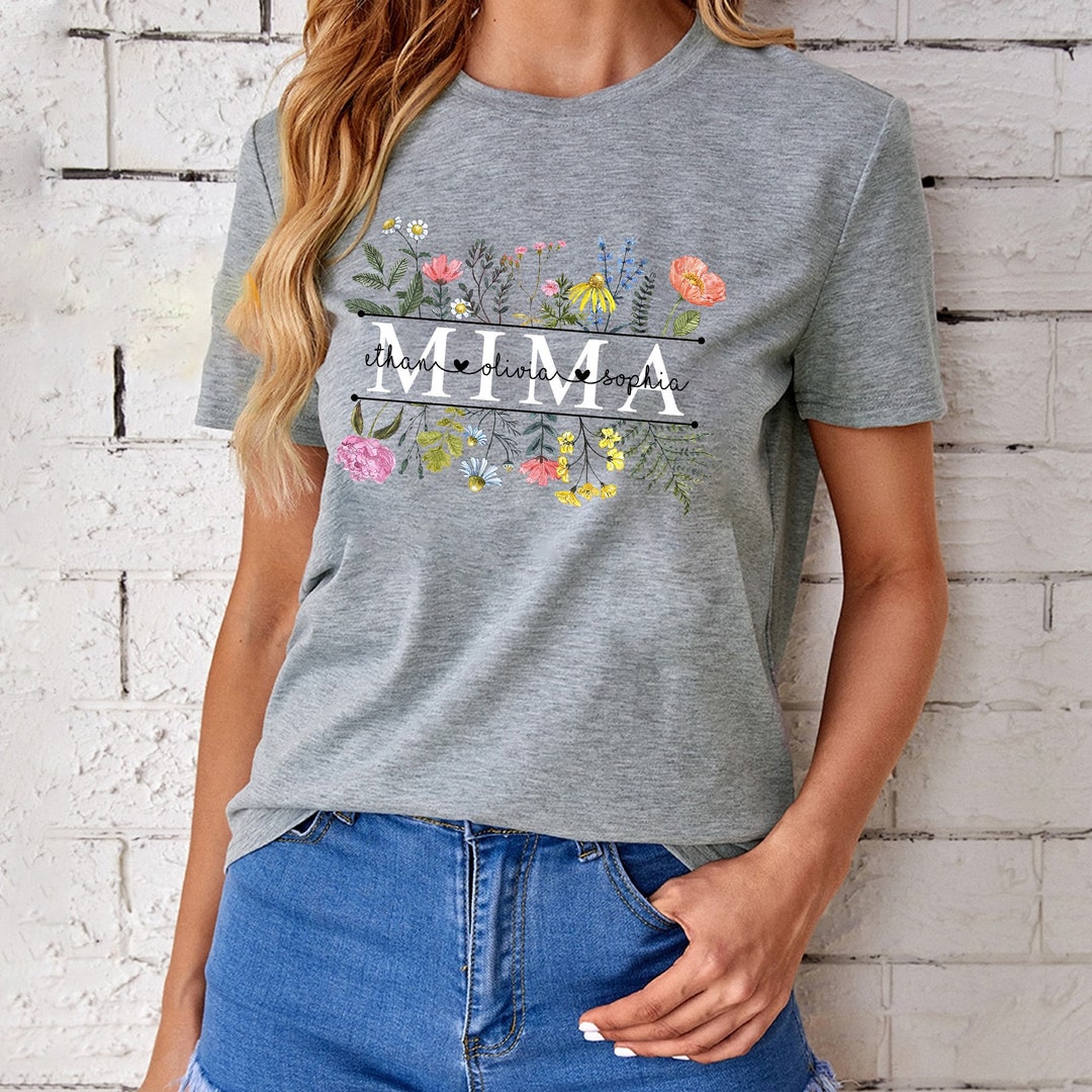 Personalized Gifts for Grandma, Wildflowers Mima and Grandkids T-shirt ...