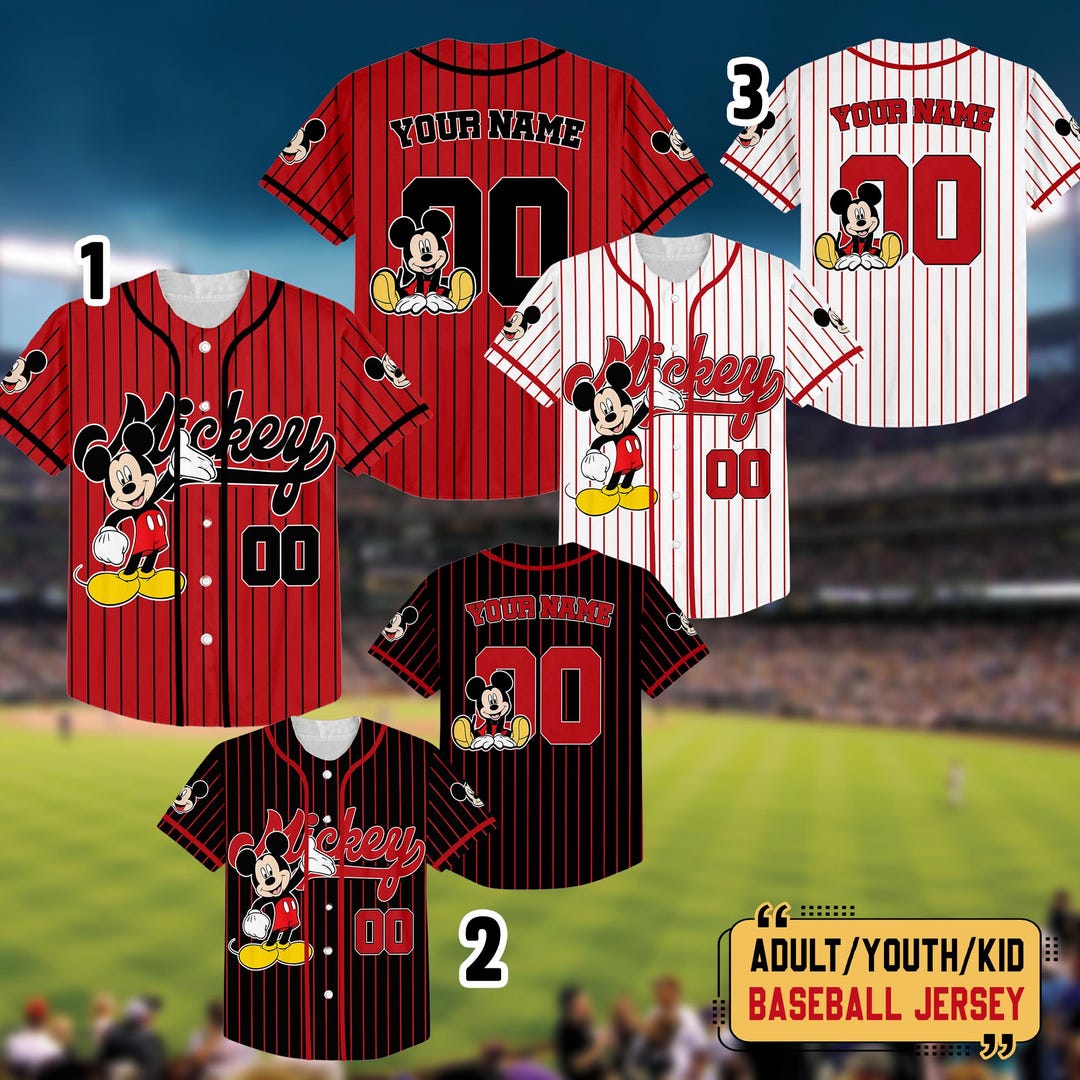 Personalized Mickey Mouse Baseball Jersey, Mickey Matching Jersey ...