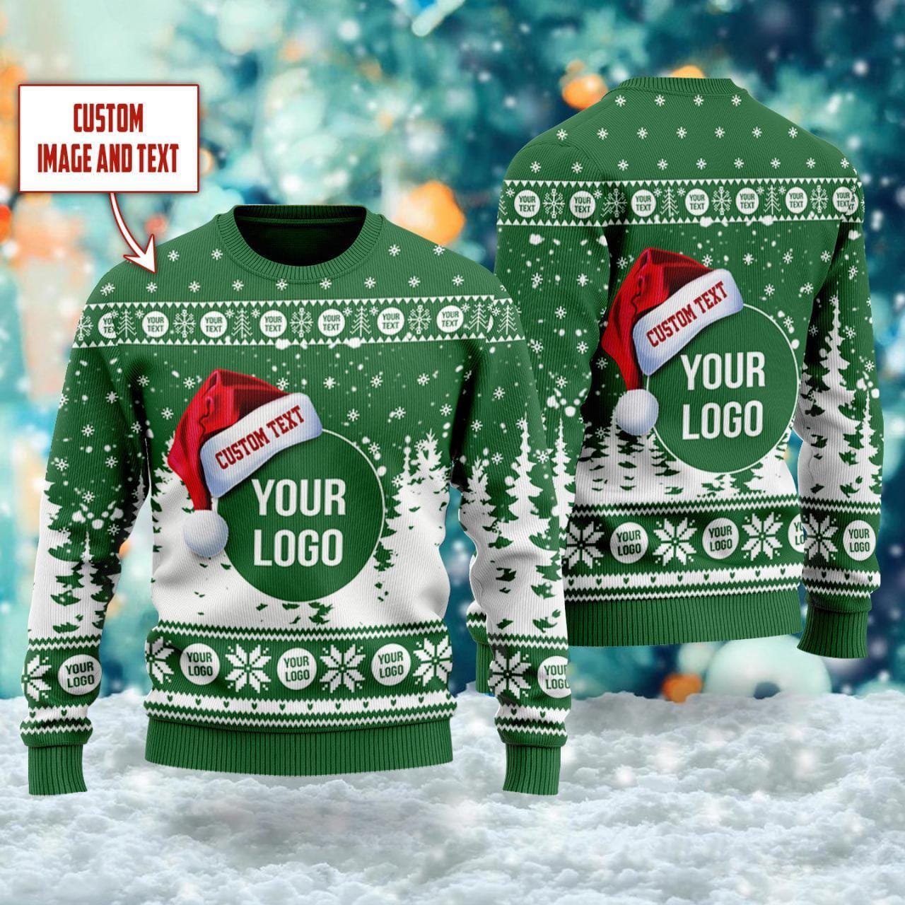 Custom Company Logo Ugly Christmas Sweater, Personalized Logo Xmas ...