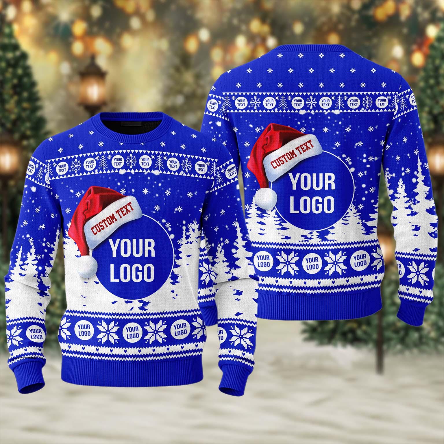 Custom Company Logo Ugly Christmas Sweater, Personalized Logo Xmas ...